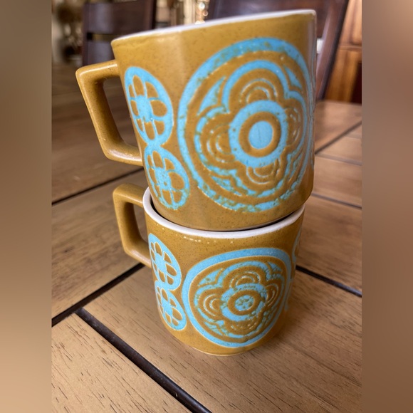 Kitchen | Vintage Boho Ceramic Stackable Coffee Mugs | Poshmark